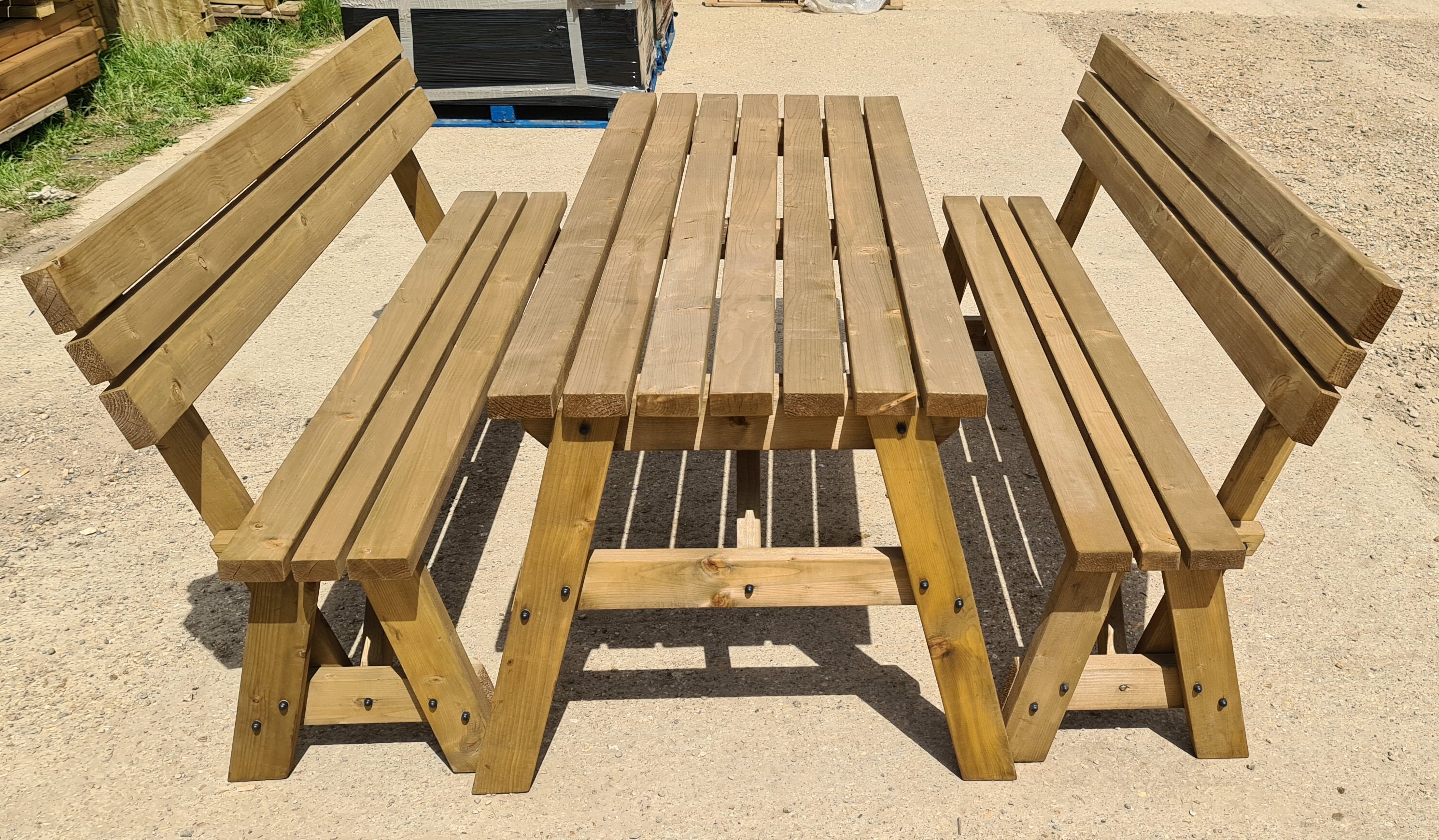 Wooden Picnic Table and Bench Set With Back-rest Victoria | Etsy UK