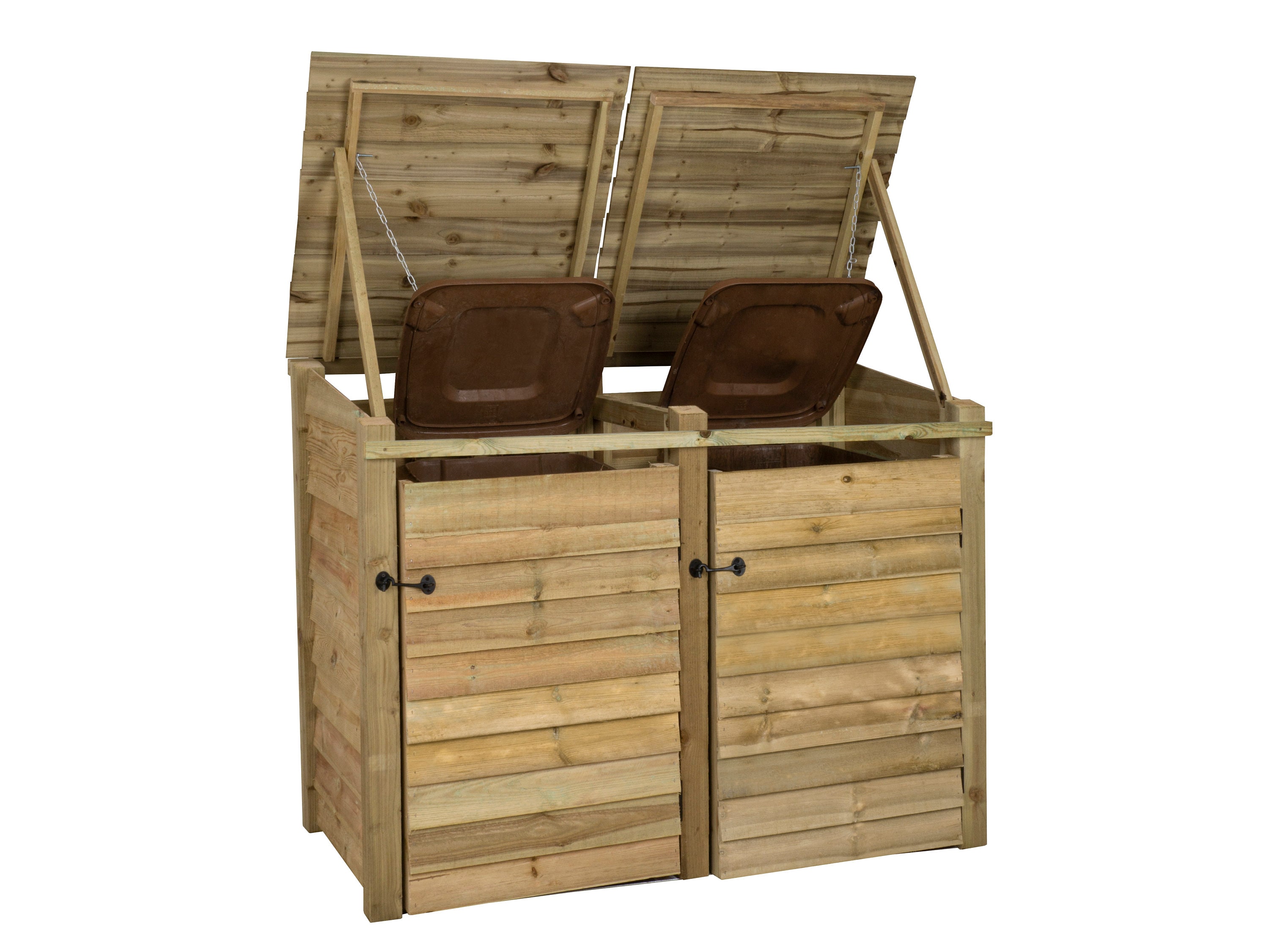 Wooden Wheelie Bin Store, Outdoor Garden Dustbin Waste Cupboard Shed ...