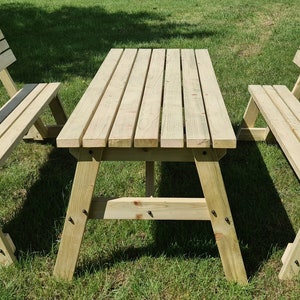 Wooden Picnic Table and Bench Set With Back-rest Victoria | Etsy UK