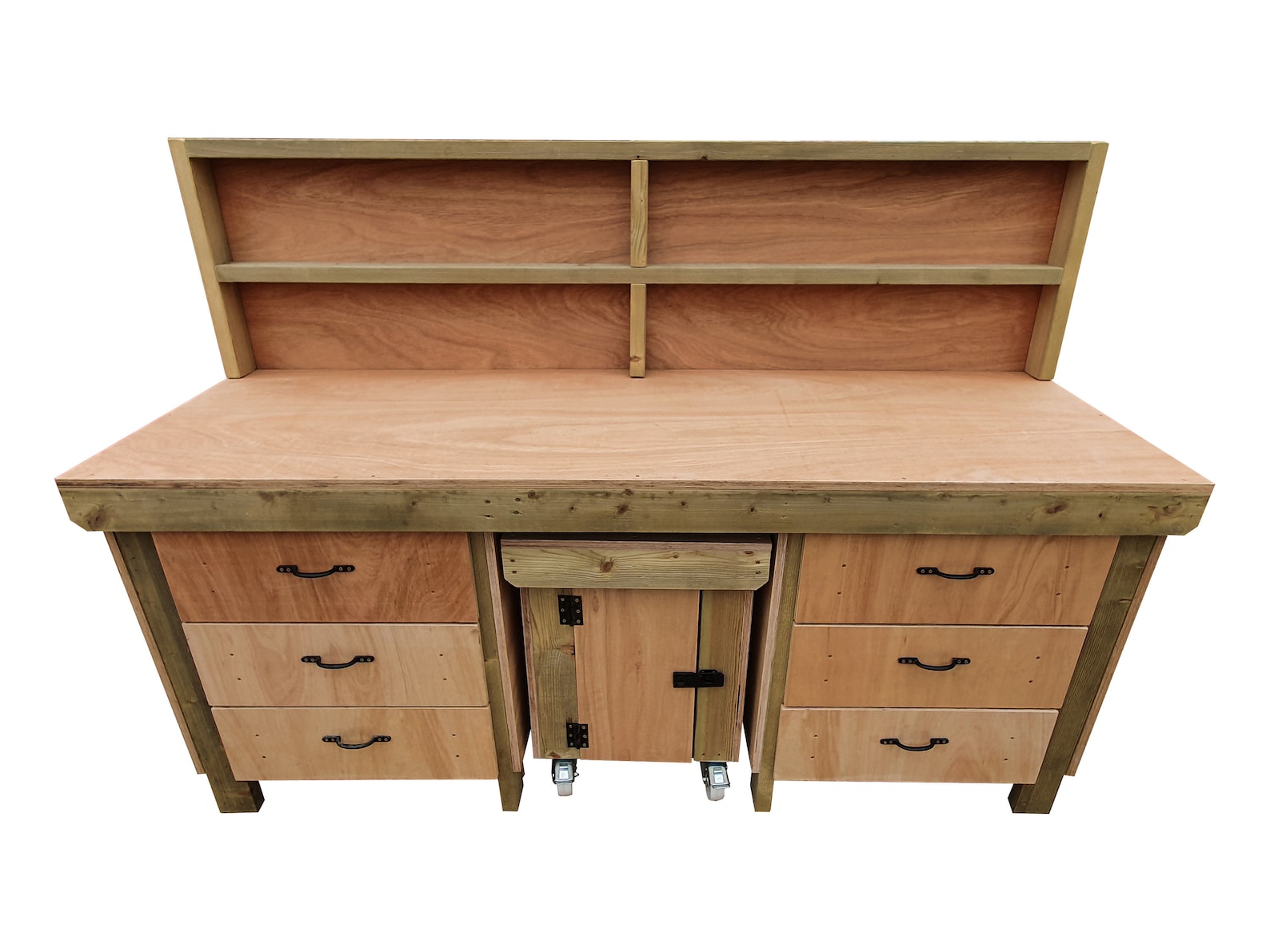 Workbench Wooden 18mm Eucalyptus Hardwood Top - With Drawers and ...