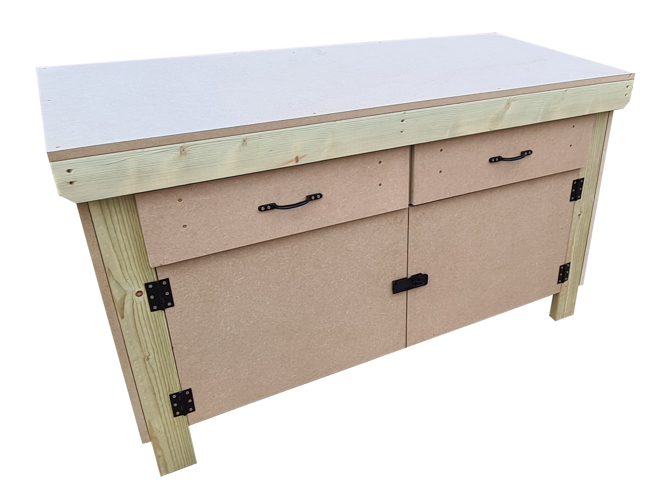 Workbench Wooden 18mm MDF Top - Storage Table With Lockable Cupboard ...