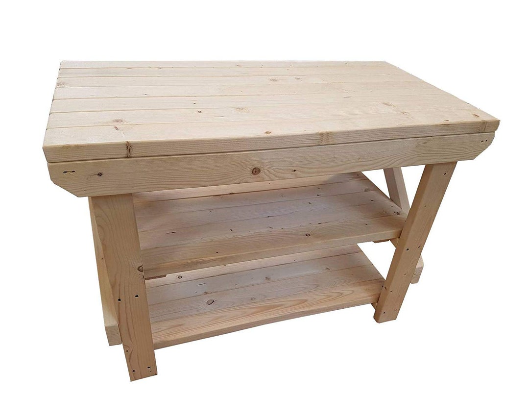 Wooden Workbench With Double Shelf, Acorn Brand Various Sizes - Etsy UK