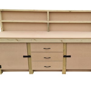 Workbench Wooden 18mm MDF Top With Back Panel - Drawers and Double ...