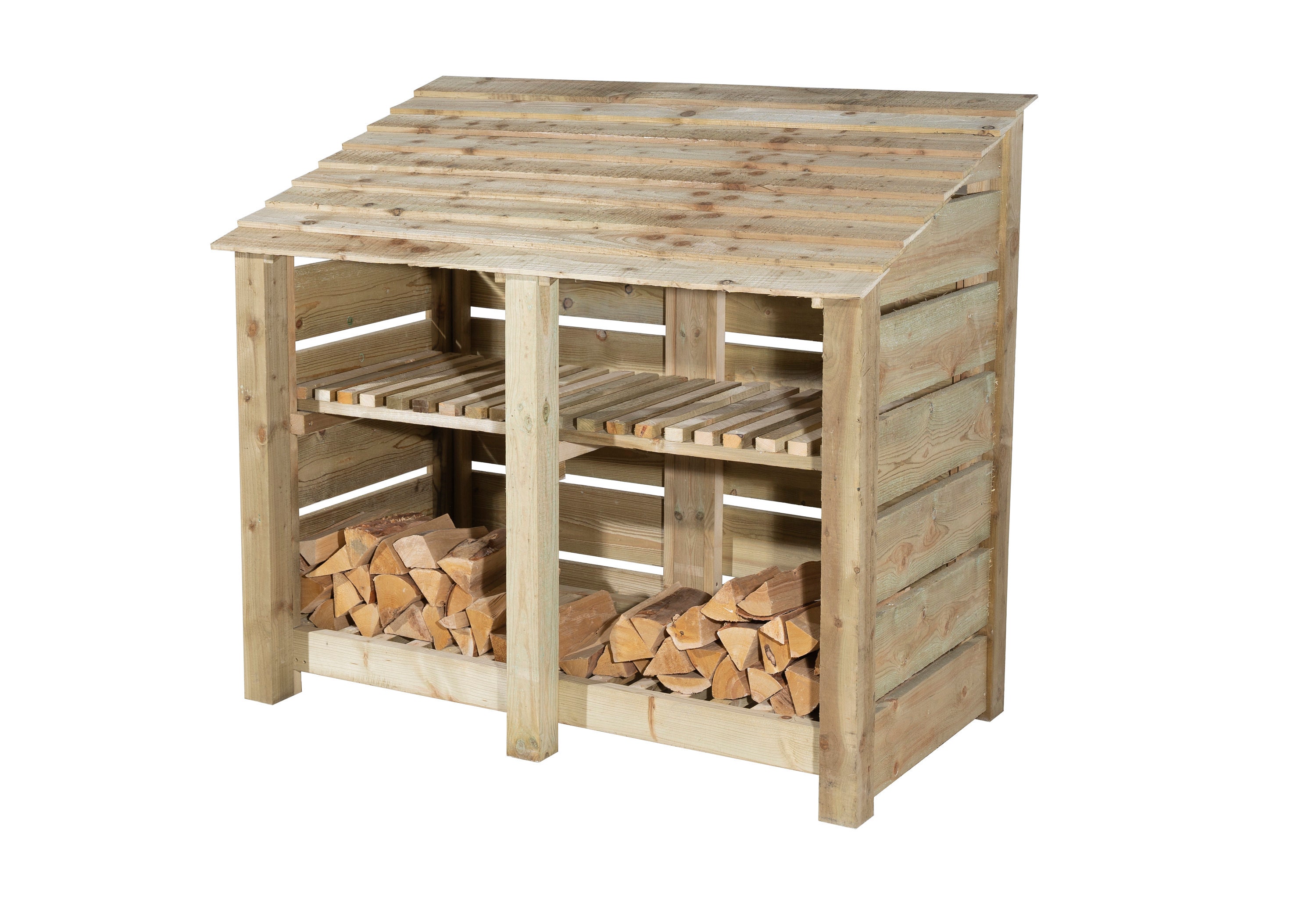 Wooden Log Store 4ft Slatted Firewood Storage Double Bay - Etsy UK