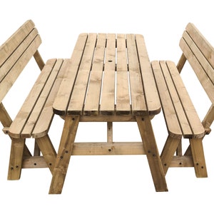 Wooden Picnic Table and Bench Set With Back-rest Victoria - Etsy UK