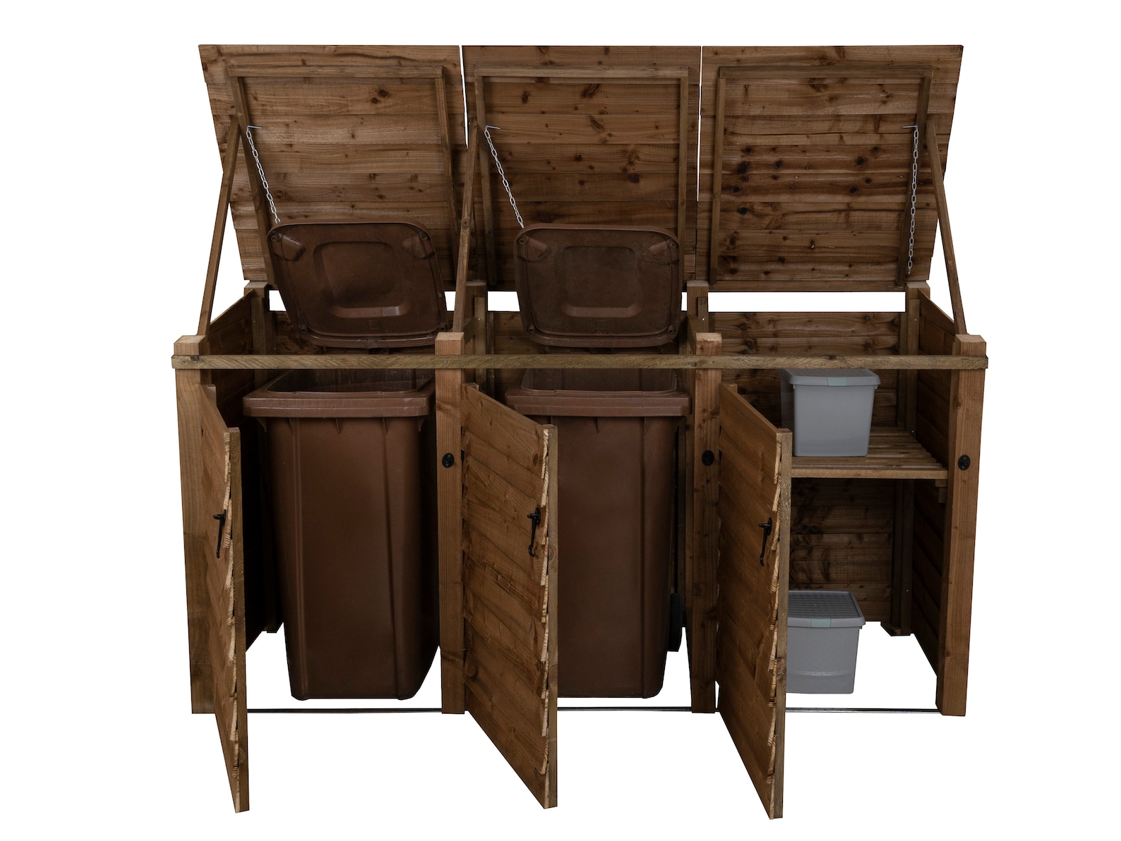 Wooden Wheelie Bin Store, Outdoor Garden Dustbin Waste Cupboard Shed ...