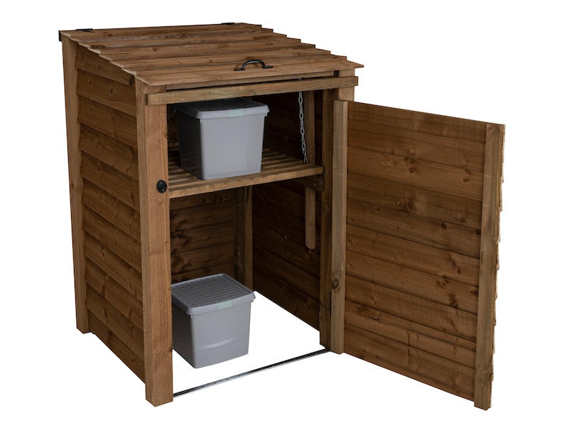 Wooden Wheelie Bin Store, Outdoor Garden Dustbin Waste Cupboard Shed ...