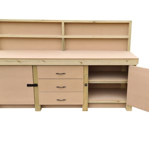 Workbench Wooden 18mm MDF Top With Back Panel - Drawers and Double ...