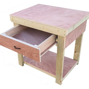 Wooden Workbench Eucalyptus Hardwood Top - With Drawers - Industrial ...