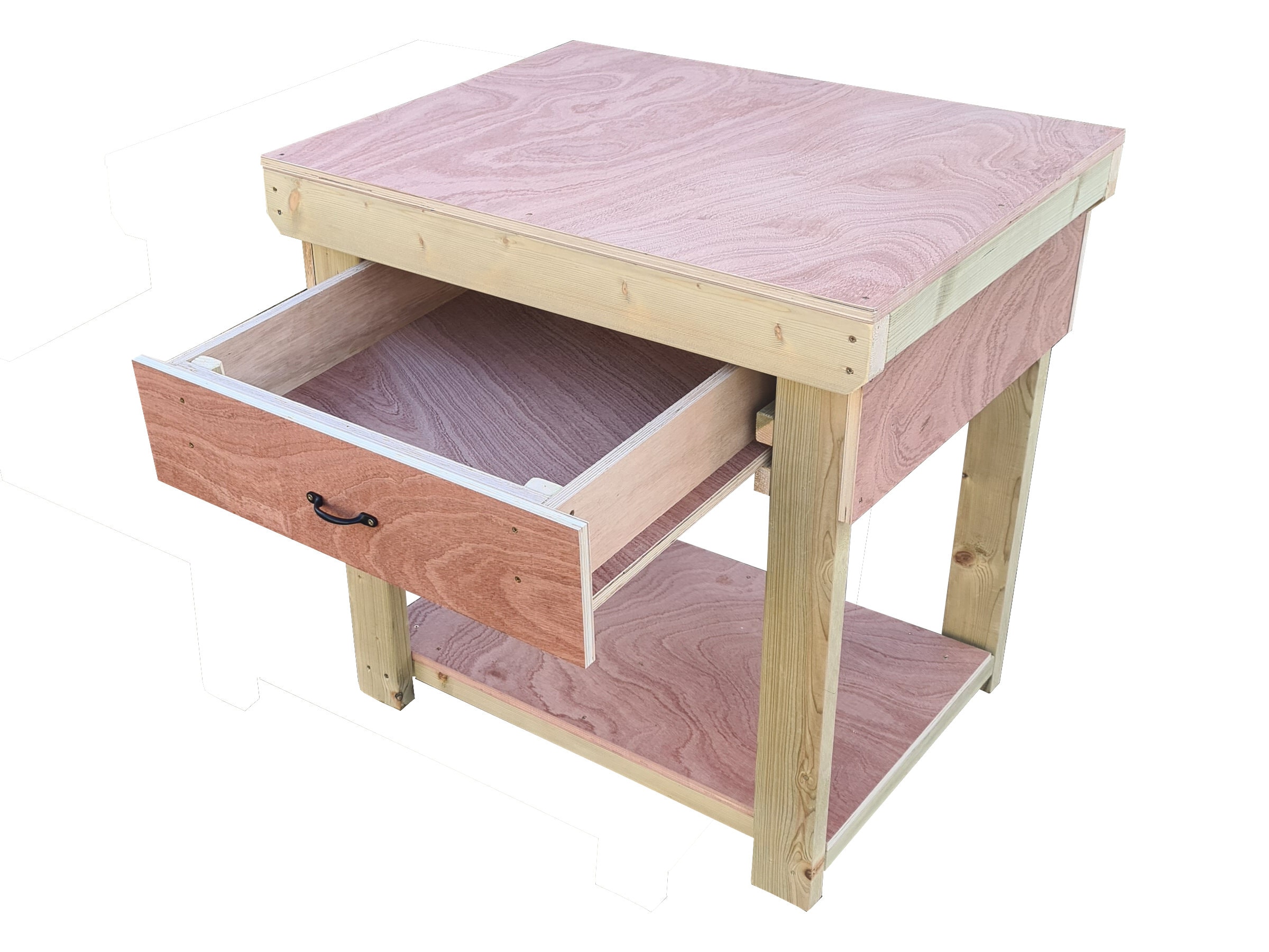 Wooden Workbench Eucalyptus Hardwood Top With Drawers - Etsy UK