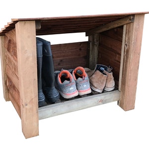 Wooden Outdoor Shoe/log Storage - Welly Boot Shoe and Log Shelter Shed ...