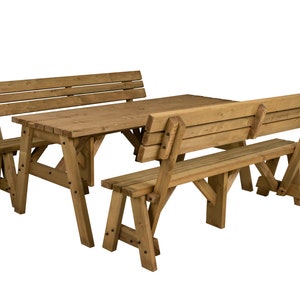Wooden Picnic Table and Bench Set With Back-rest, Victoria - Etsy UK