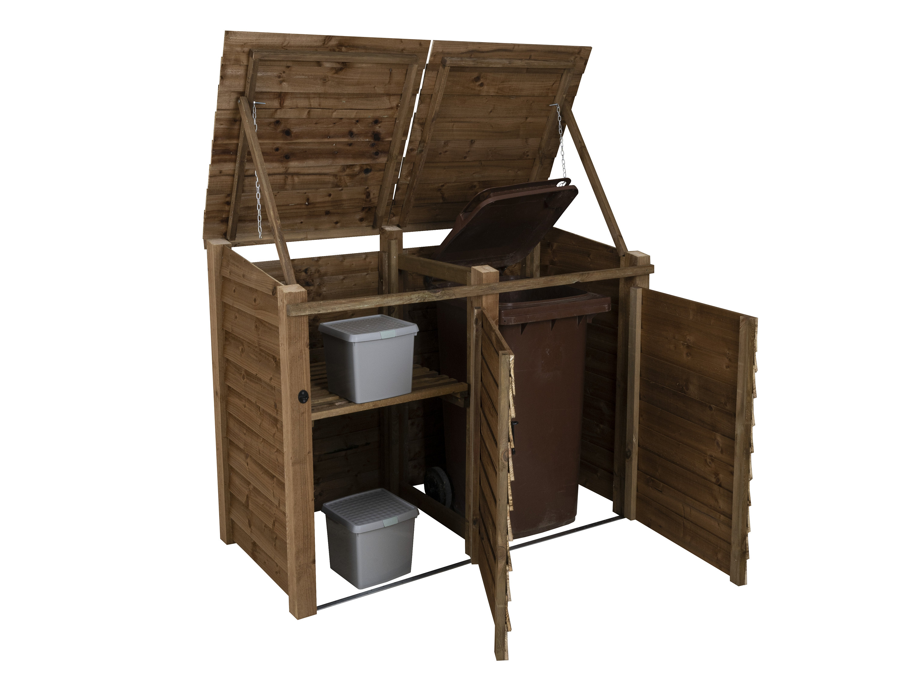Wooden Wheelie Bin Store, Outdoor Garden Dustbin Waste Cupboard Shed ...