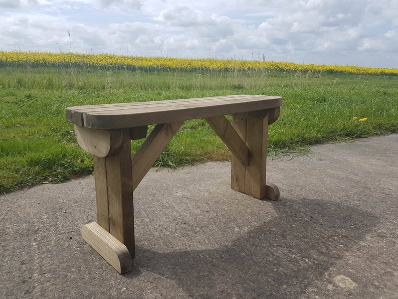 Wooden Garden Fence Bench Hollies Rounded Seating - Etsy UK