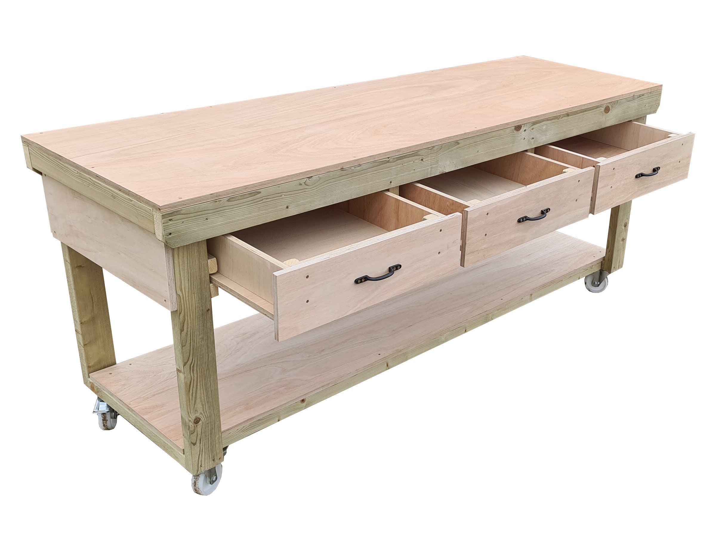 Wooden Workbench Eucalyptus Hardwood Top With Drawers - Etsy UK
