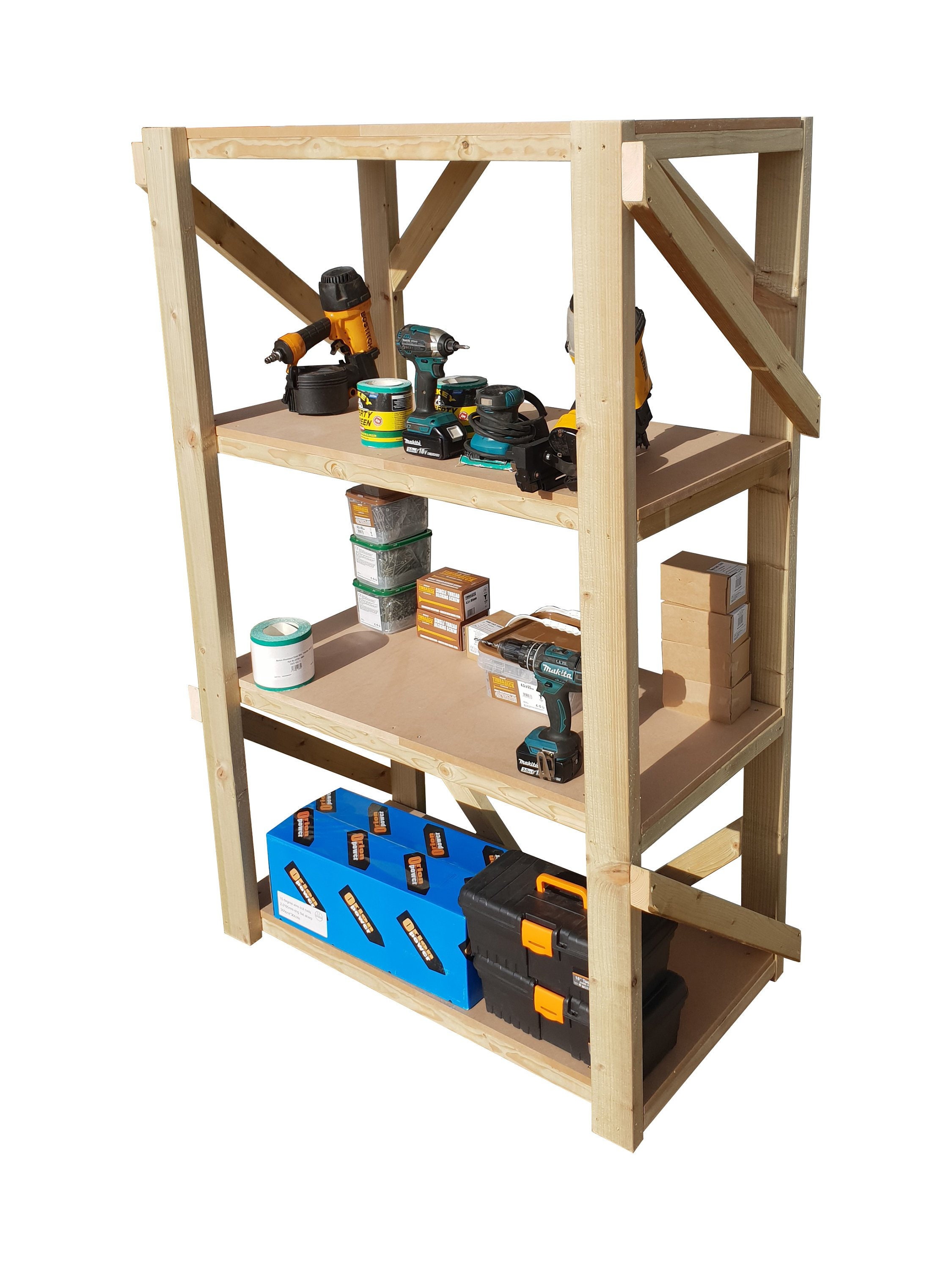 Wooden MDF Shelving Garage Unit 4 Tier EXTRA Heavy-duty - Etsy