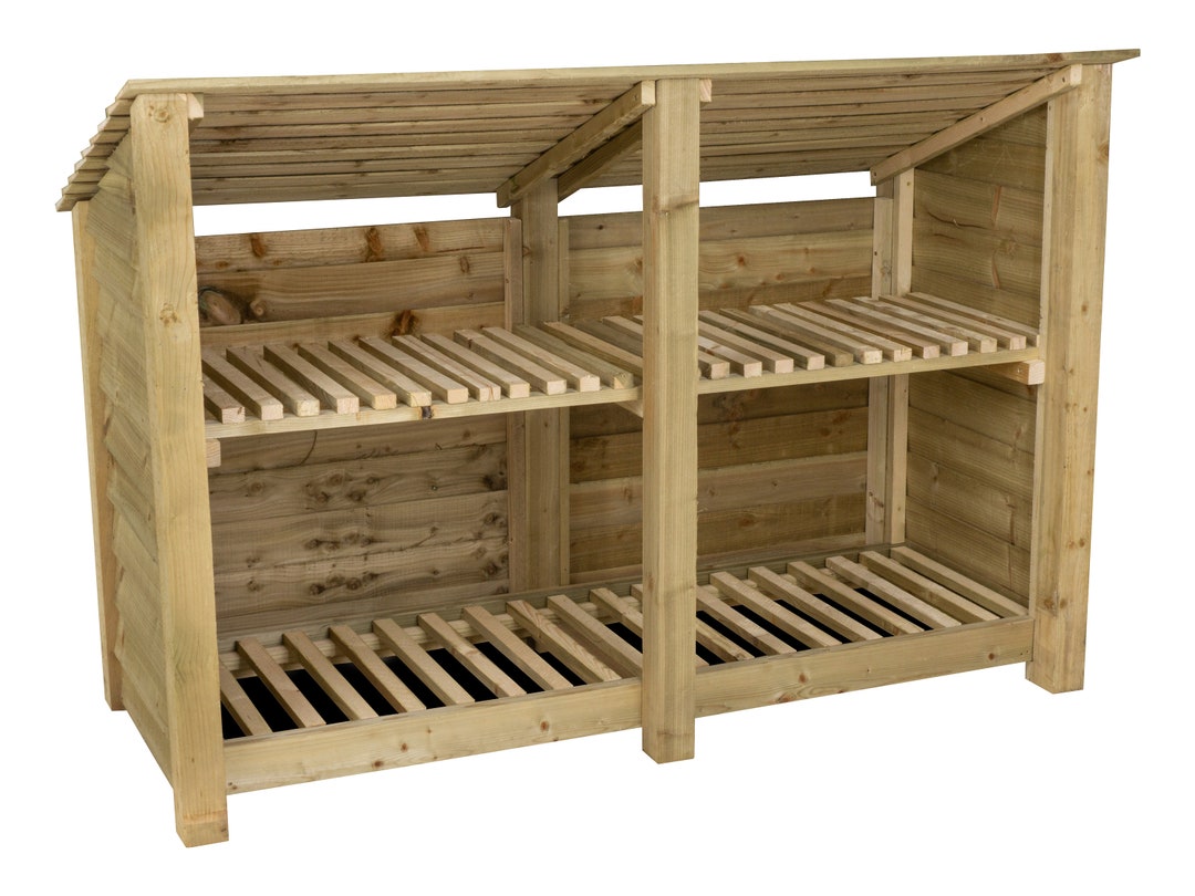 Wooden Log Store 4ft, Reversed Roof Firewood Storage Width 1870mm X ...