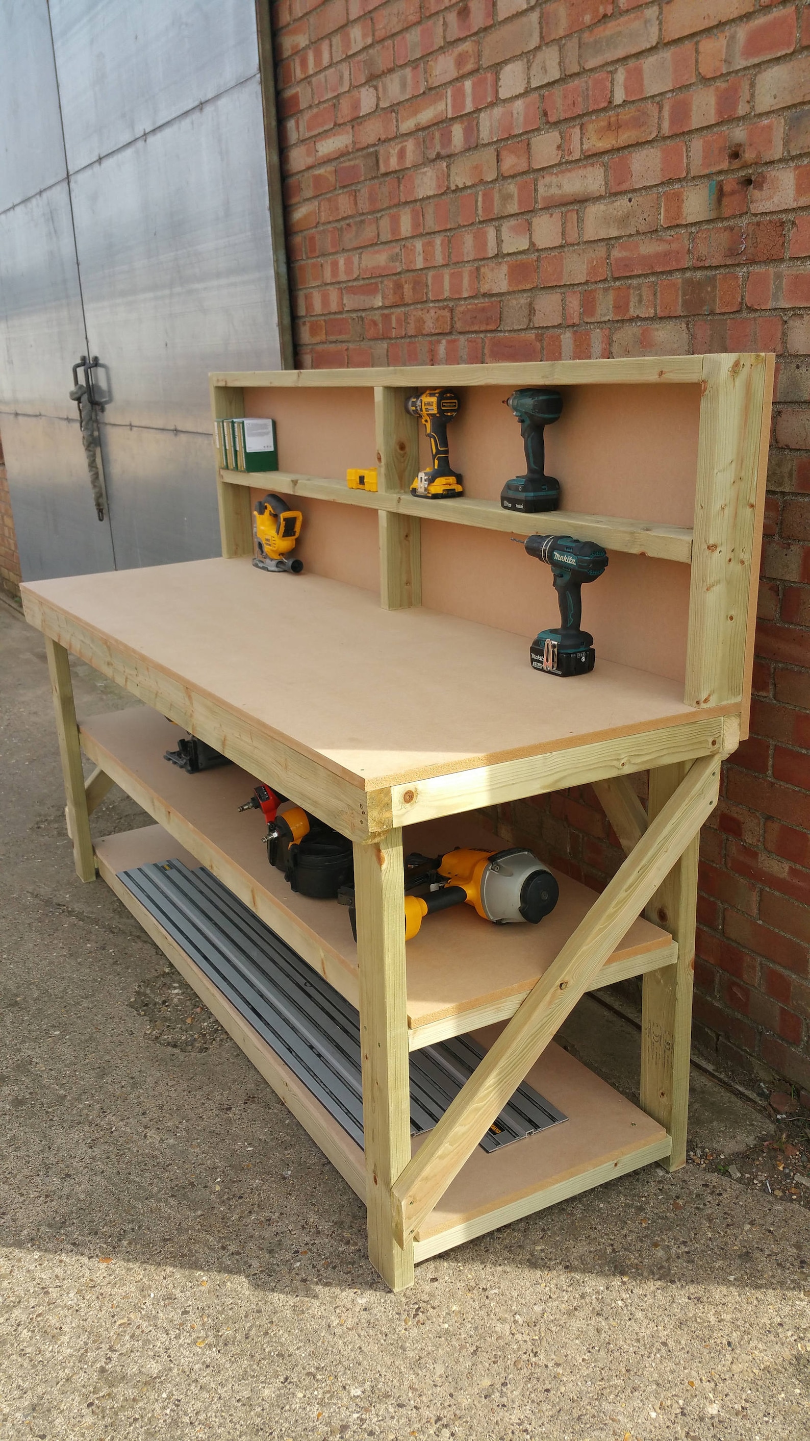 Wooden Workbench 18mm MDF Top With Back and Double Shelf - Etsy