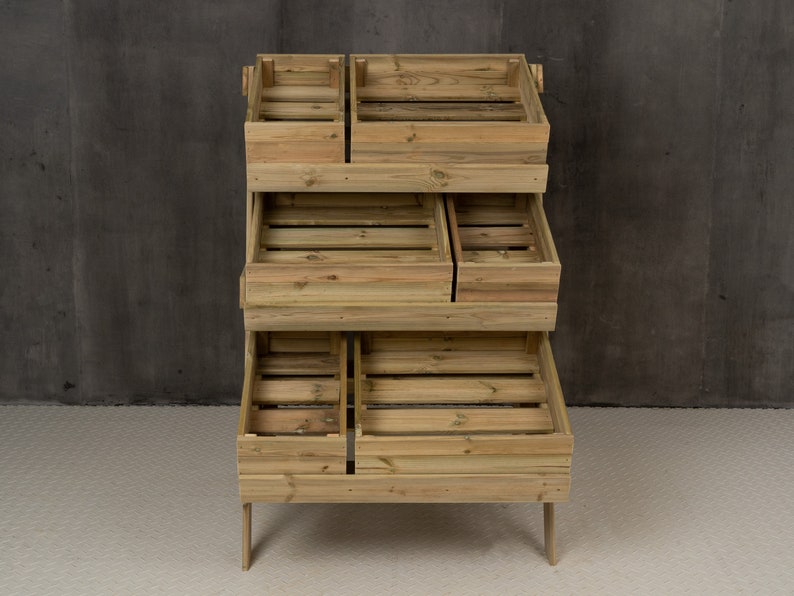 Produce, Bakery Display Stand With Wooden Boxes - Commercial Veg and ...