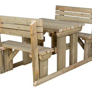 Wooden Picnic Table and Bench Set With Back Rest, Alders - Etsy UK
