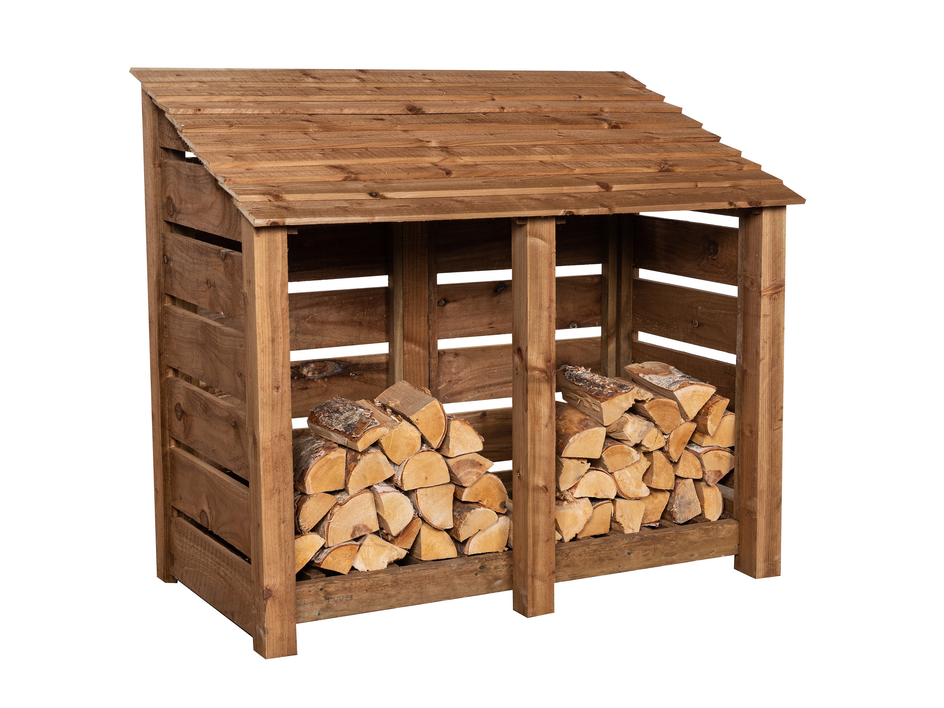 Wooden Log Store 4ft Slatted Firewood Storage Double Bay - Etsy UK