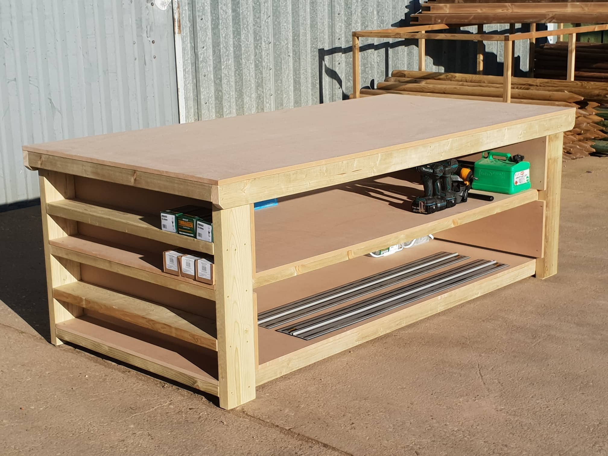 Wooden MDF Top Workbench With Extra Shelving 4ft to 8ft in - Etsy UK