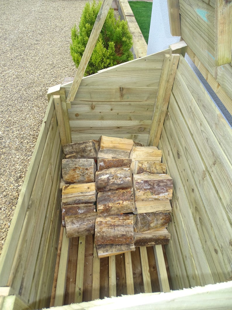 Wooden Log/firewood Chest Outdoor Storage | Etsy UK