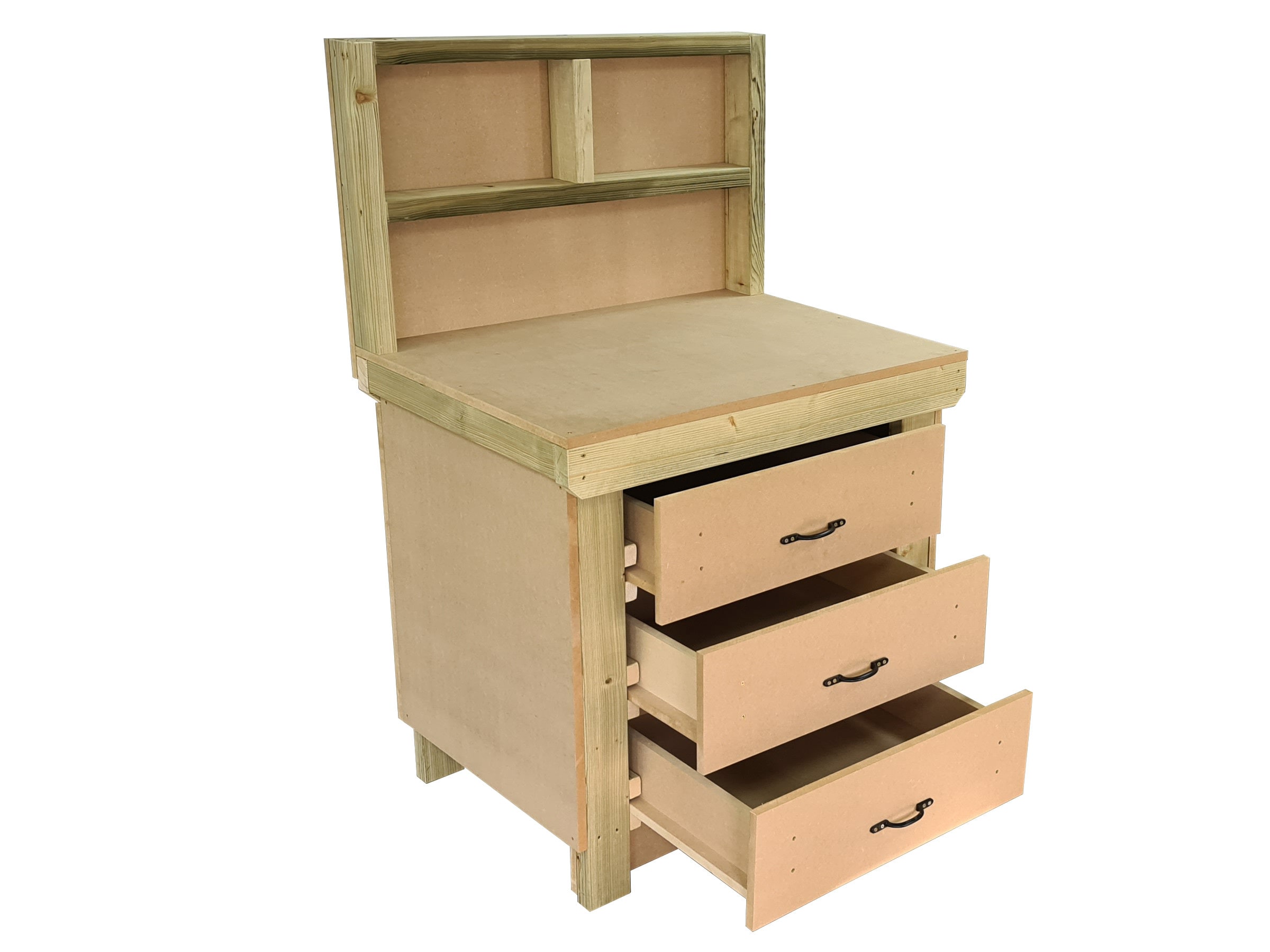 Workbench Tool Cabinet With Back Panel - Wooden 18mm MDF Top Industrial ...