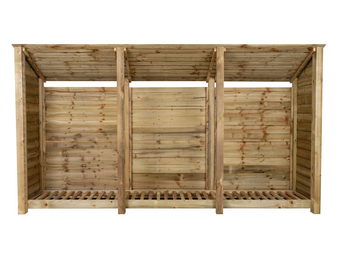 Large Pressure Treated Timber Log Store With Reversed Roof - Etsy