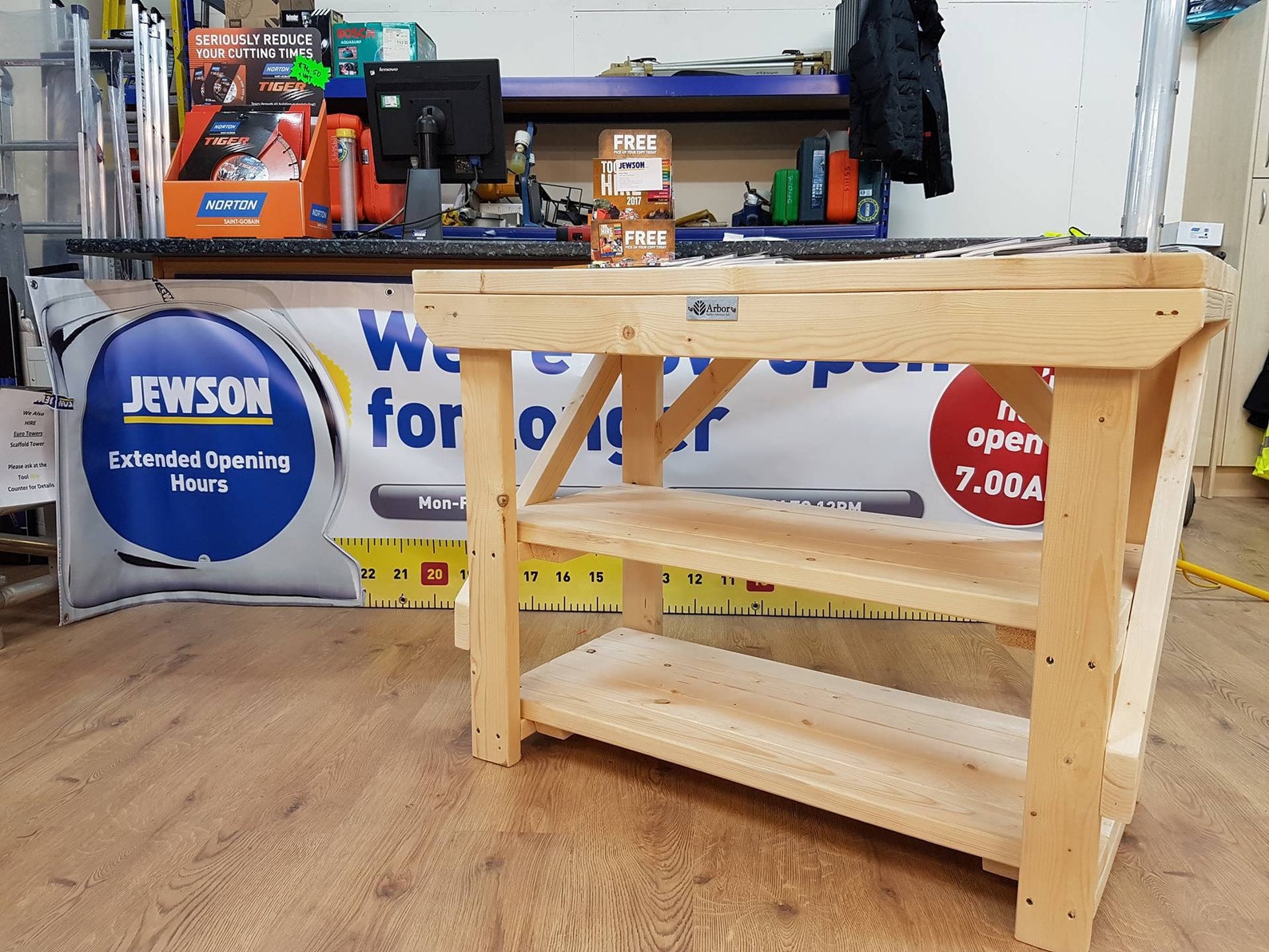 Wooden Workbench With Double Shelf Acorn Brand - Etsy UK