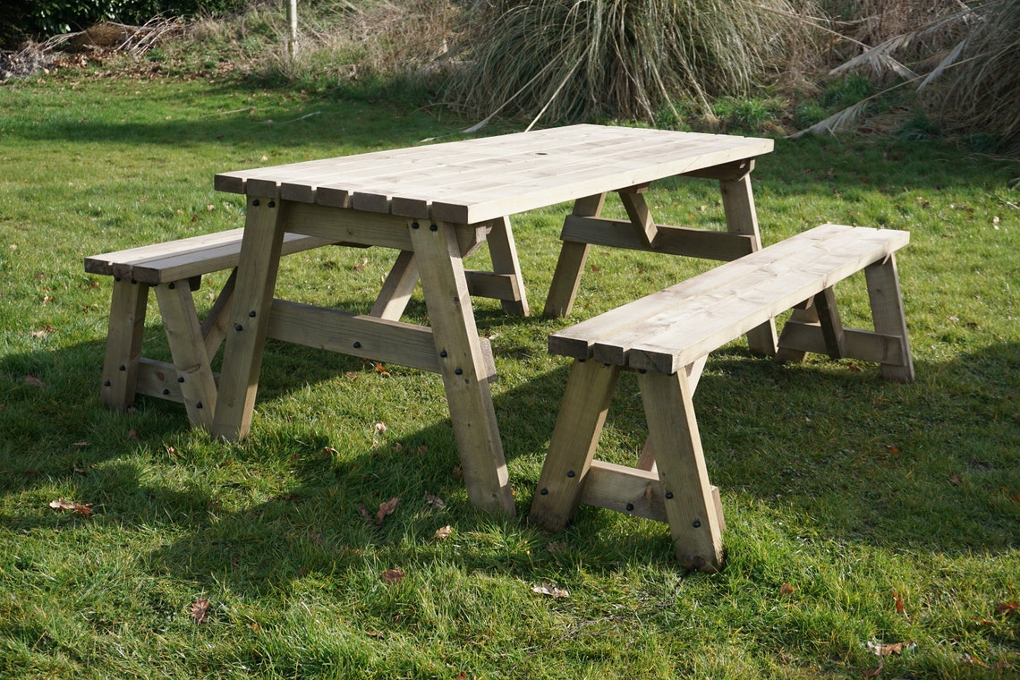 Wooden Picnic Table and Bench Set Victoria - Etsy UK