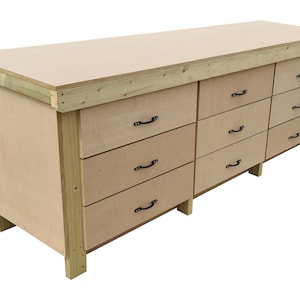 Workbench Drawer Tool Cabinet Wooden 18mm MDF Top Industrial Heavy-duty ...