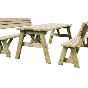 Wooden Picnic Table and Bench Set With Back-rest Victoria | Etsy UK