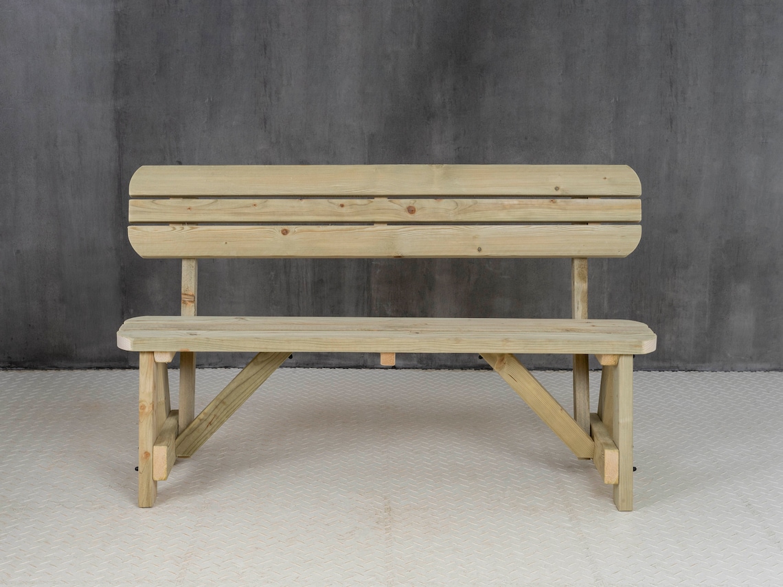 Wooden Rounded Fence Bench With Back-rest, Victoria - Etsy UK