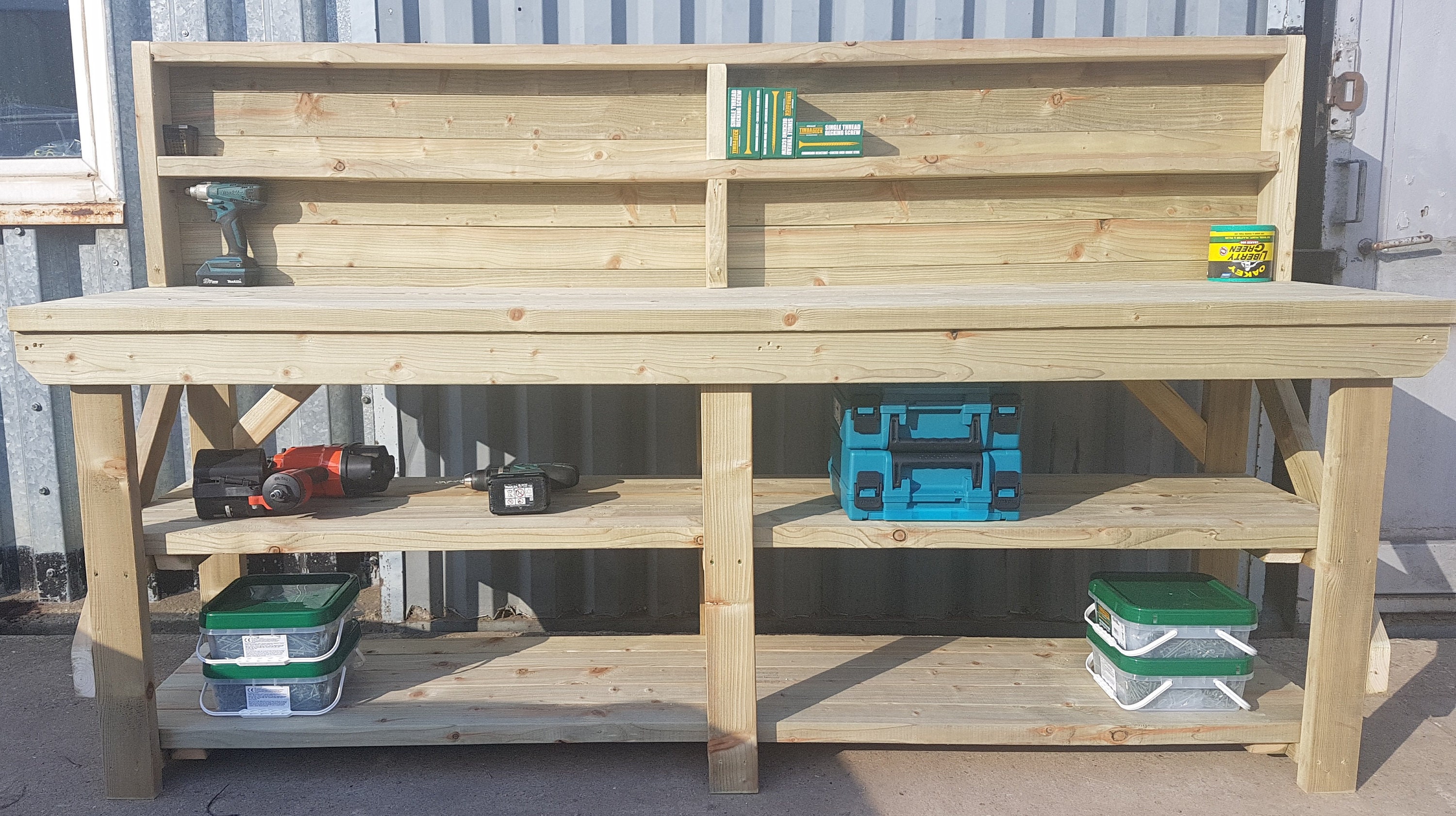 Wooden Indoor/outdoor Workbench With Back Panel and Double | Etsy