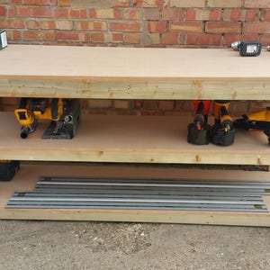 Wooden Workbench 18mm MDF Top, Double Shelf - Etsy UK