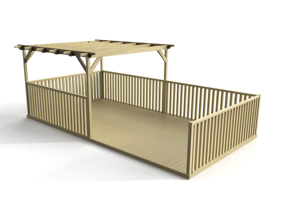 Rectangular Pergola and Decking Kit With Balustrade V.10 - Etsy