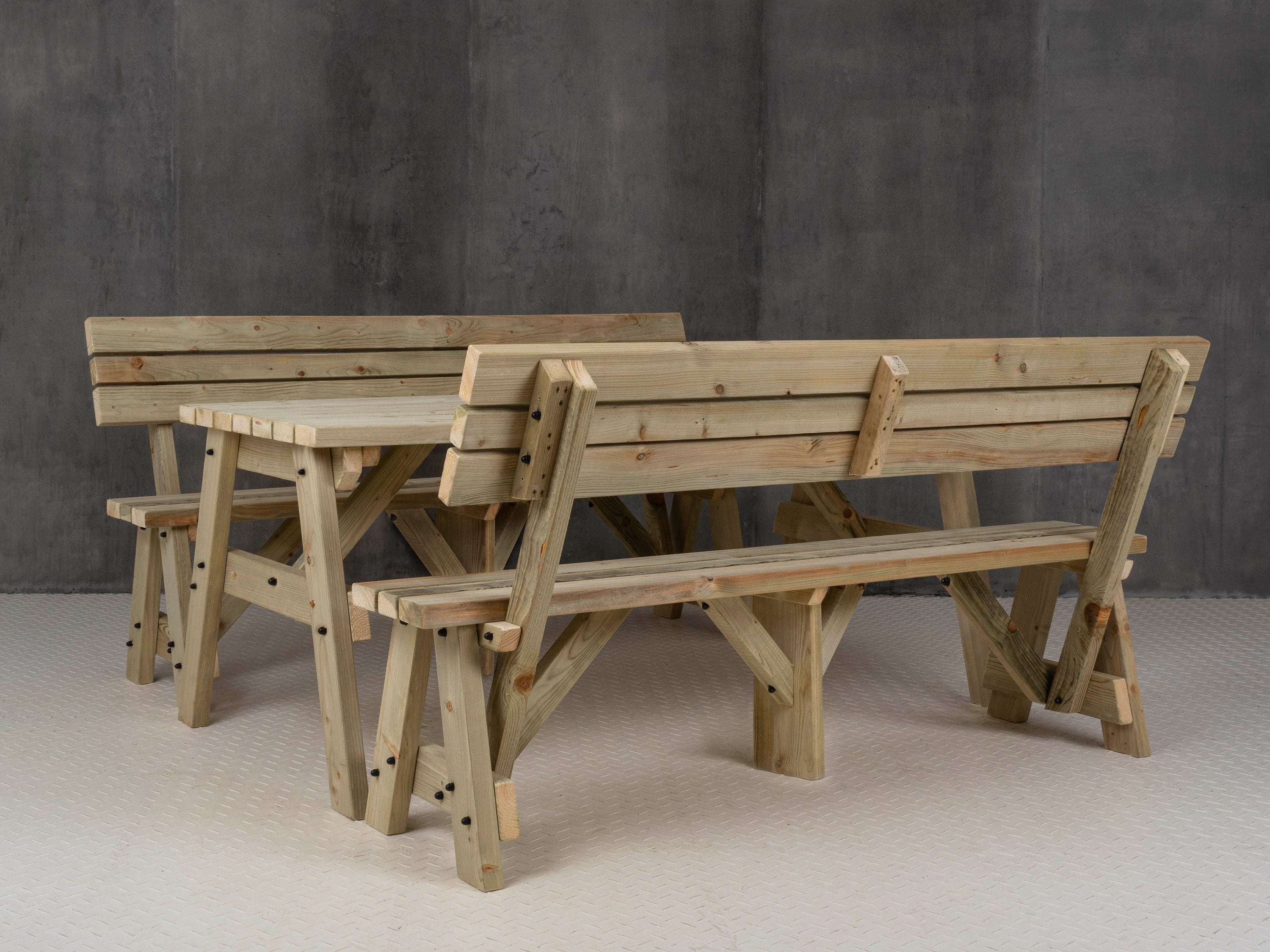 Wooden Picnic Table and Bench Set With Back-rest Victoria - Etsy UK