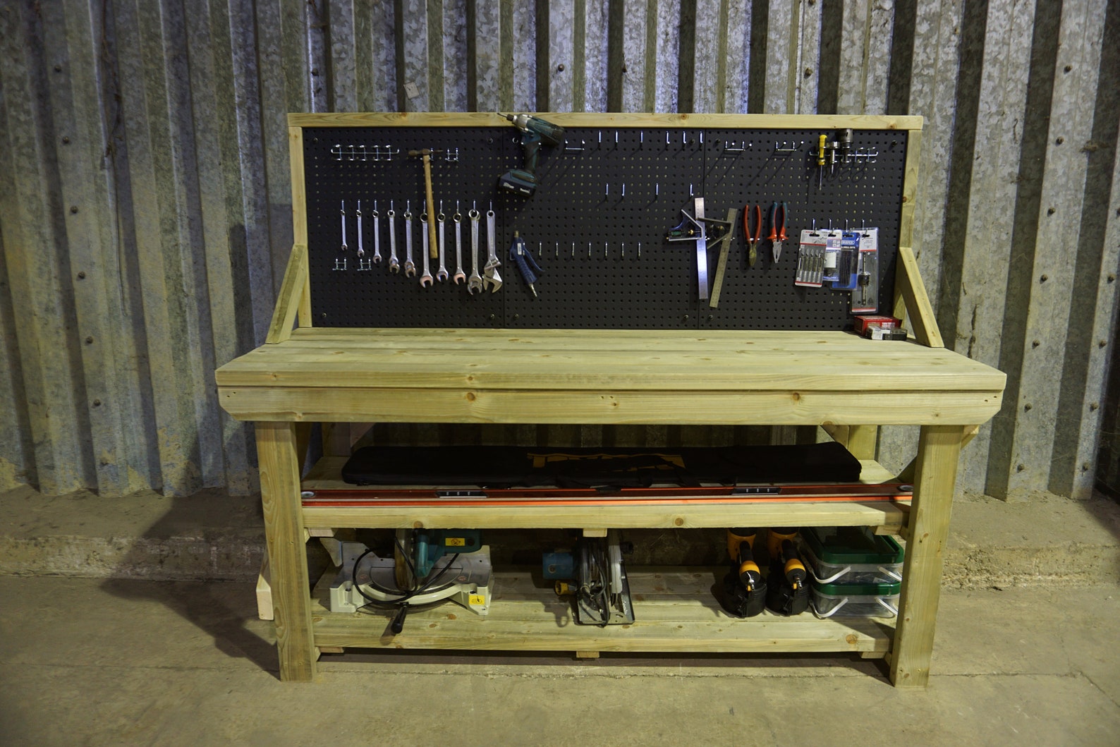 Wooden Workbench With Peg Board and Two Shelfs 4FT-6FT Work - Etsy UK
