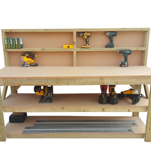 Wooden Indoor/outdoor Workbench With Back Panel and Double - Etsy