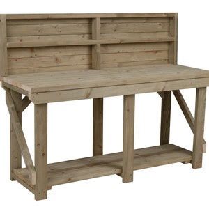 Wooden Indoor/outdoor Workbench With Back Panel - Etsy UK