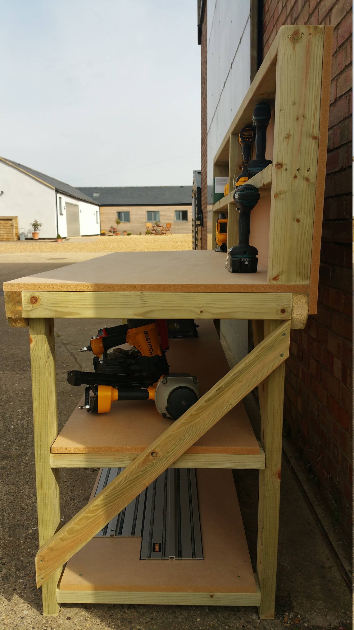 Wooden Workbench 18mm MDF Top With Back and Double Shelf - Etsy