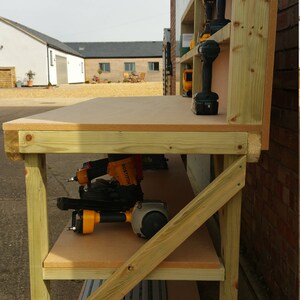 Wooden Workbench 18mm MDF Top With Back and Double Shelf - Etsy