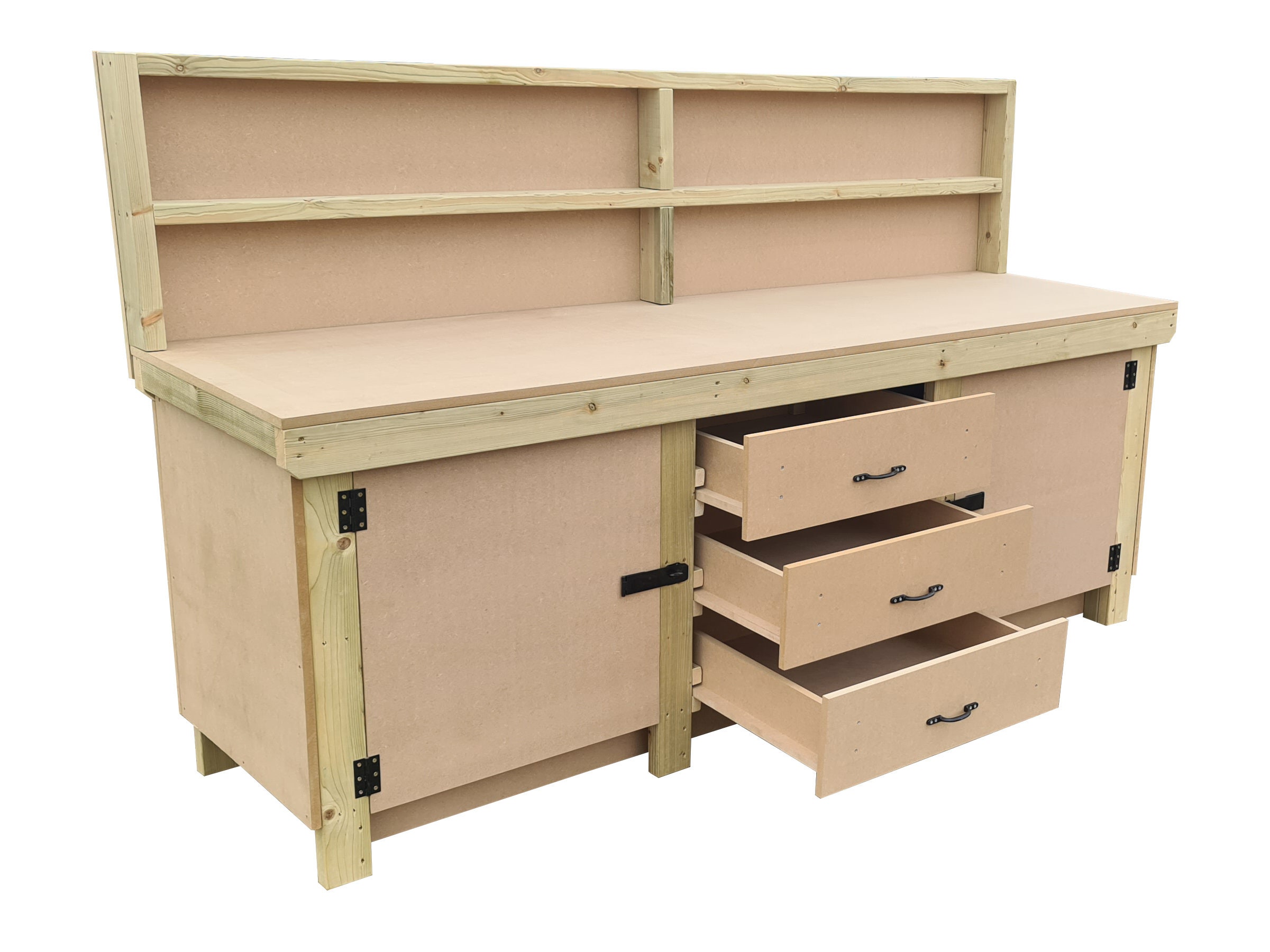 Workbench Wooden 18mm MDF Top With Back Panel Drawers and - Etsy UK
