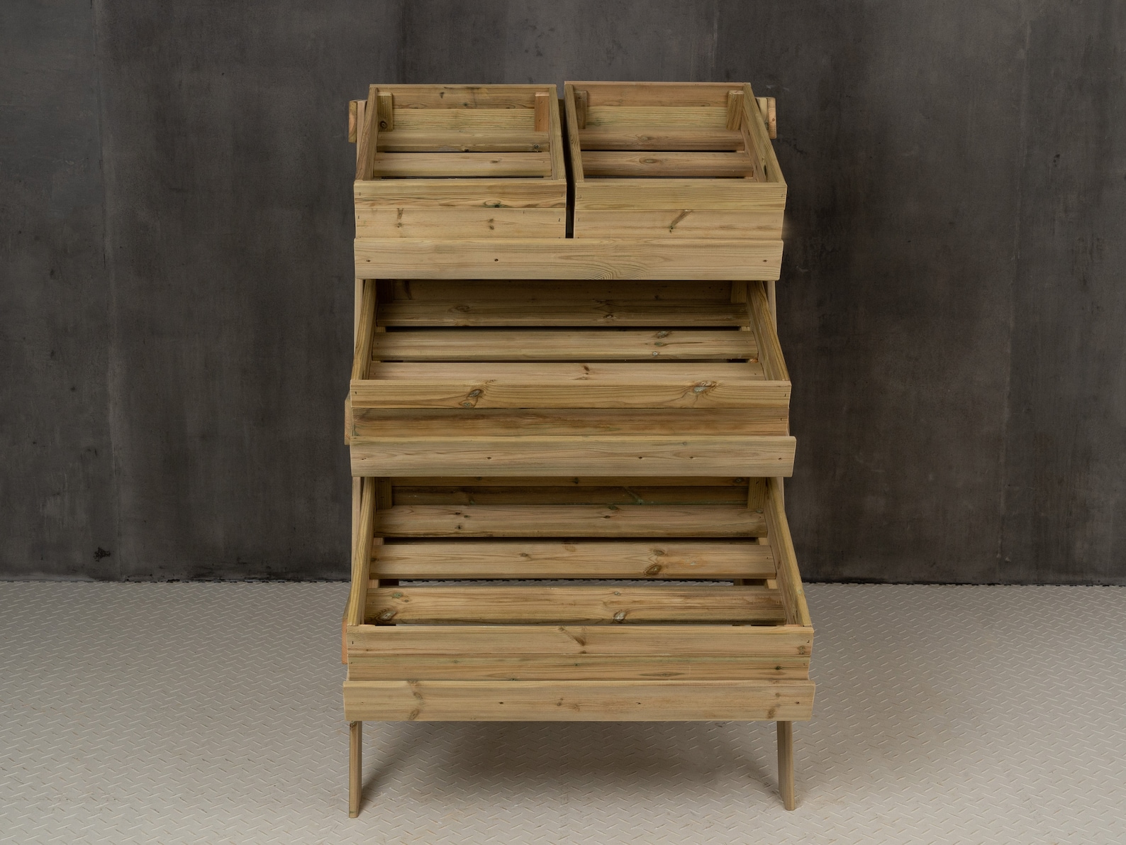 Produce, Bakery Display Stand With Wooden Boxes - Commercial Veg and ...