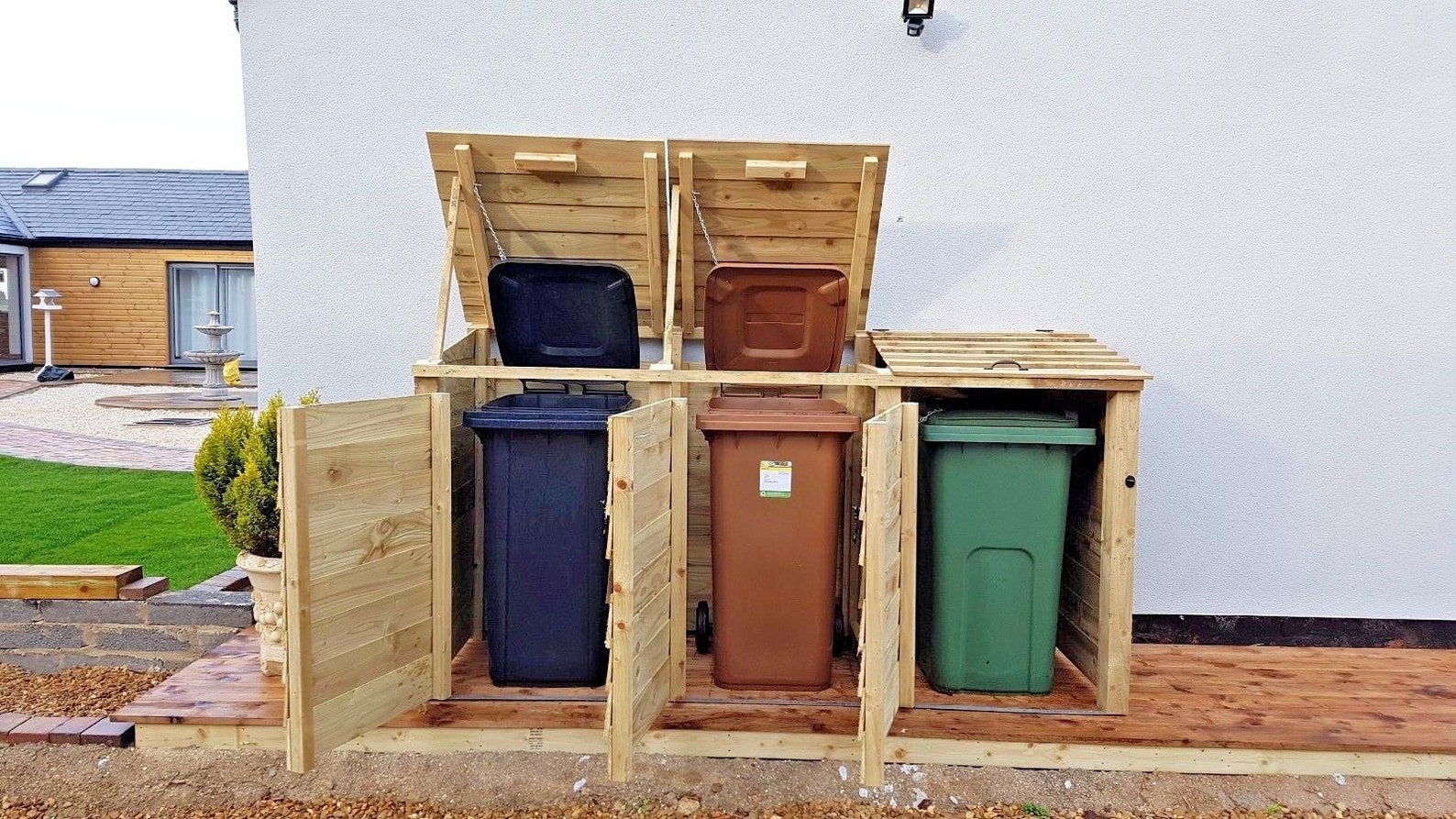 Wooden Wheelie Bin Store Outdoor Garden Dustbin Waste - Etsy UK