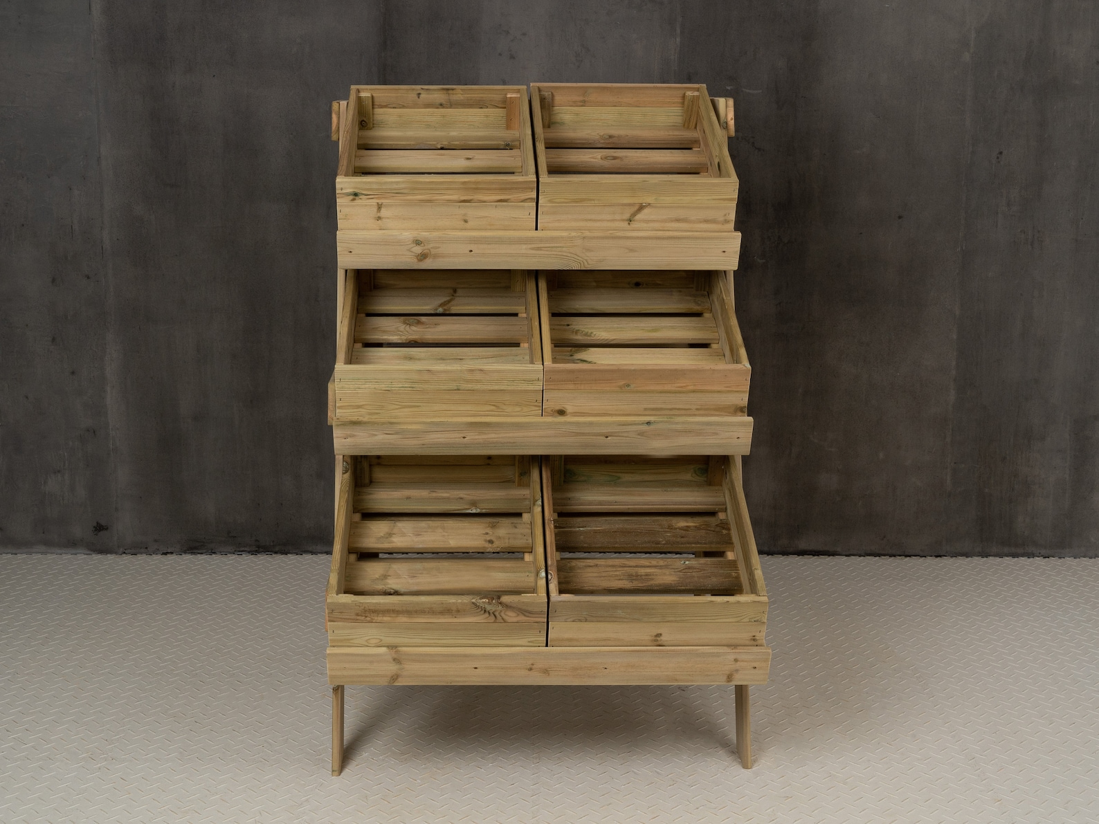 Produce, Bakery Display Stand With Wooden Boxes - Commercial Veg and ...