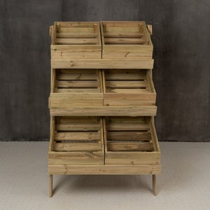 Produce, Bakery Display Stand With Wooden Boxes - Commercial Veg and ...
