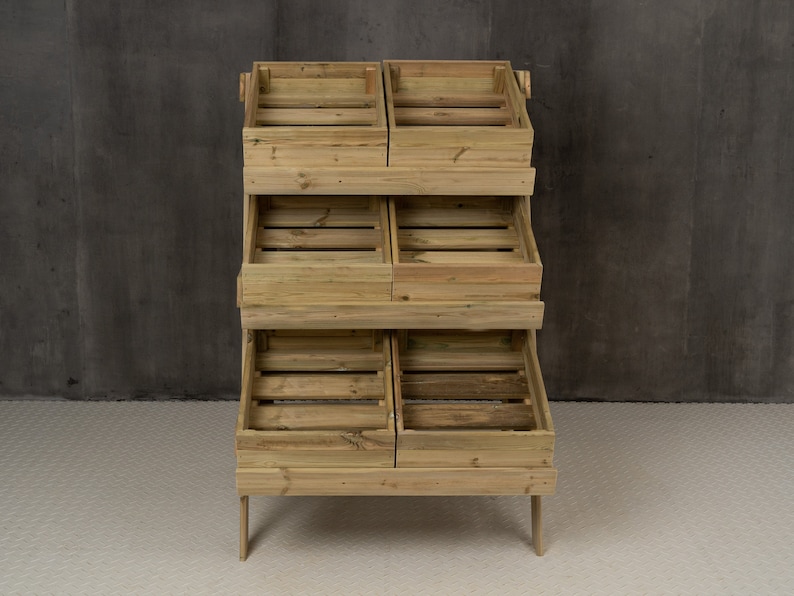 Produce, Bakery Display Stand With Wooden Boxes - Commercial Veg and ...