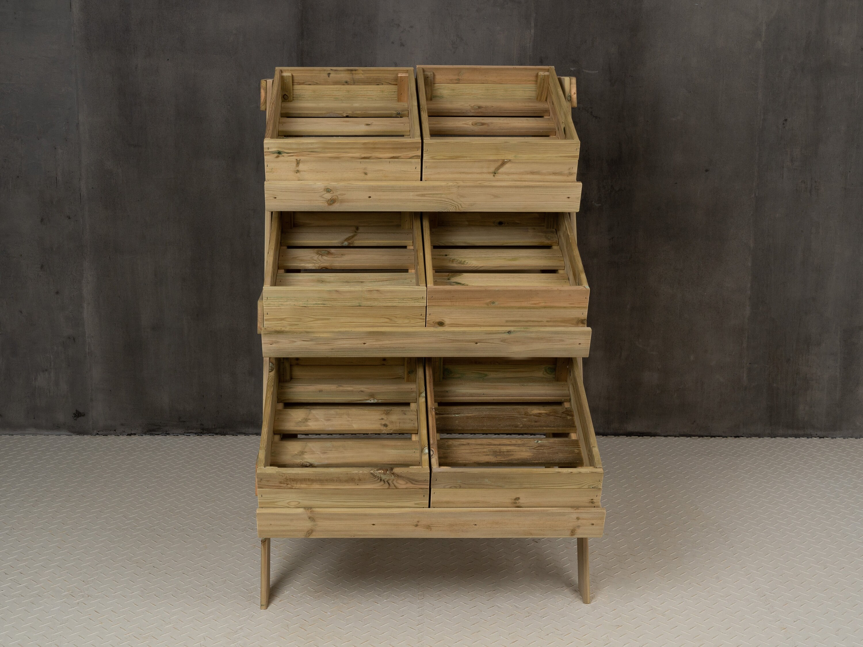 Produce, Bakery Display Stand With Wooden Boxes - Commercial Veg and ...